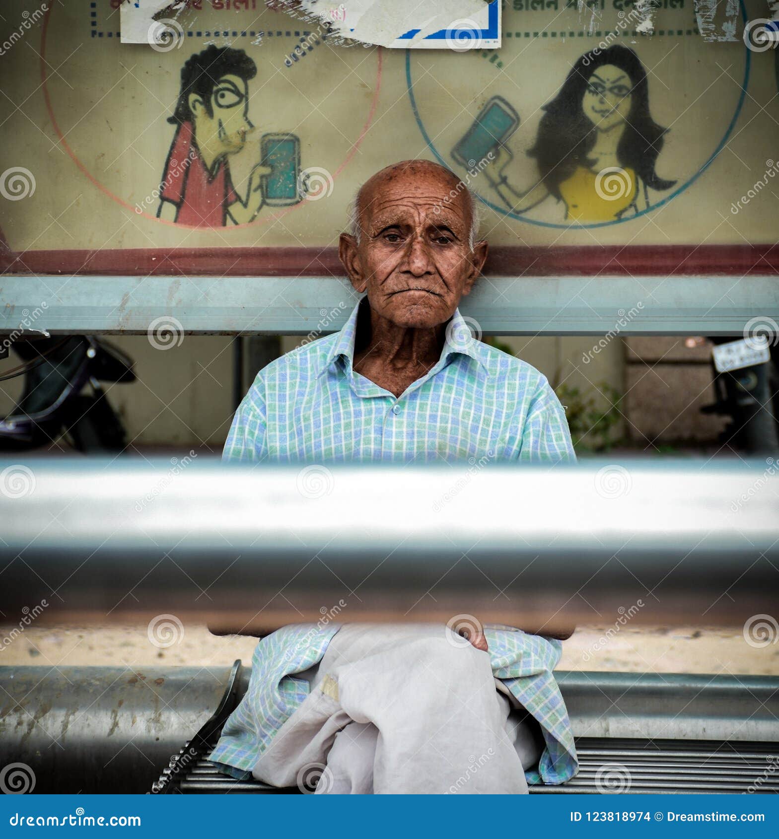 Old man at bus stop editorial stock image. Image of stop - 123818974