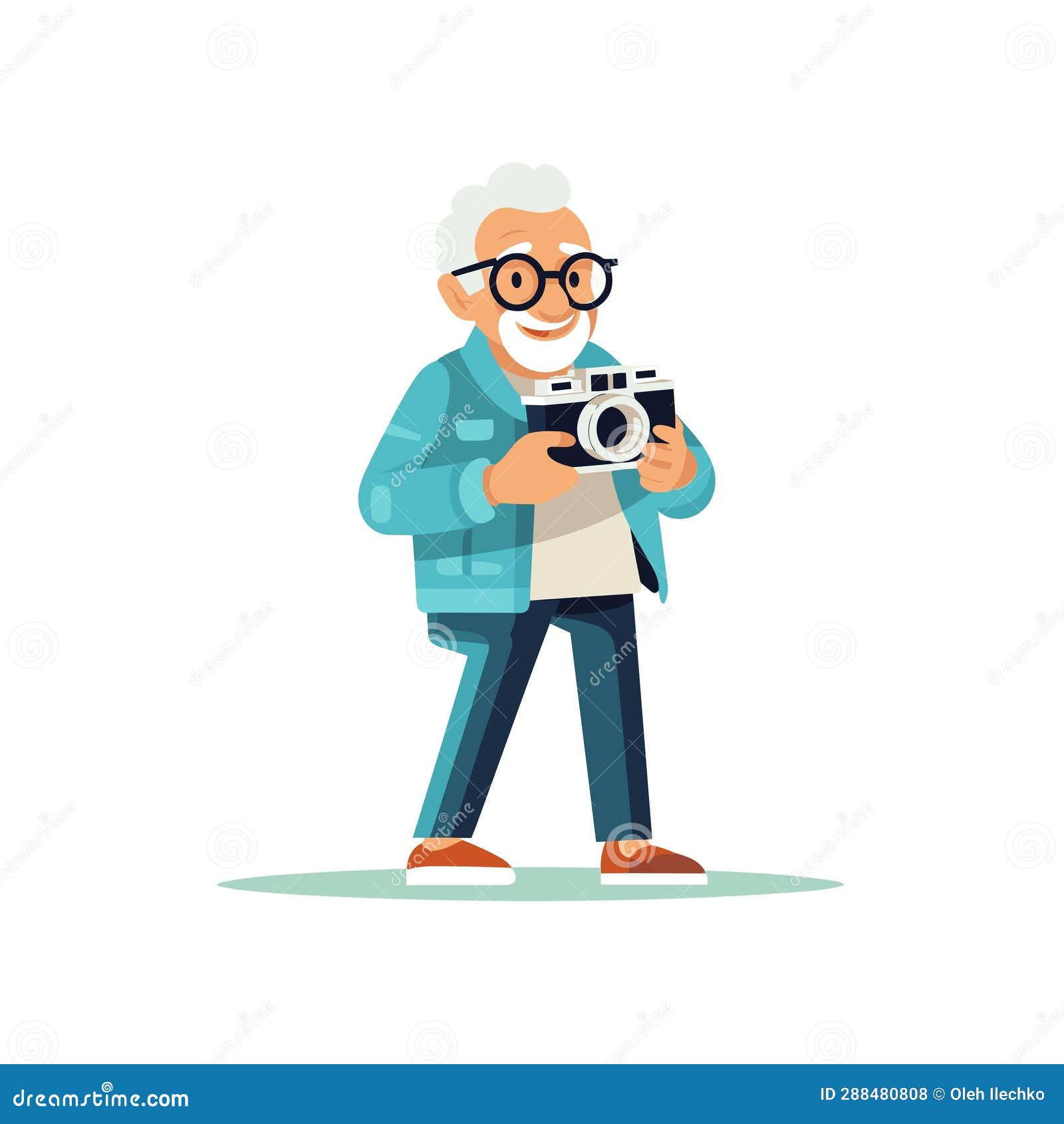 Old Man with Camera Vector Flat Minimalistic Isolated Illustration ...