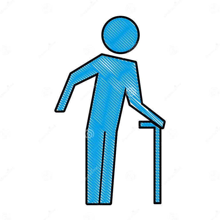 Old Man With Cane Silhouette Stock Illustration Illustration Of Sign