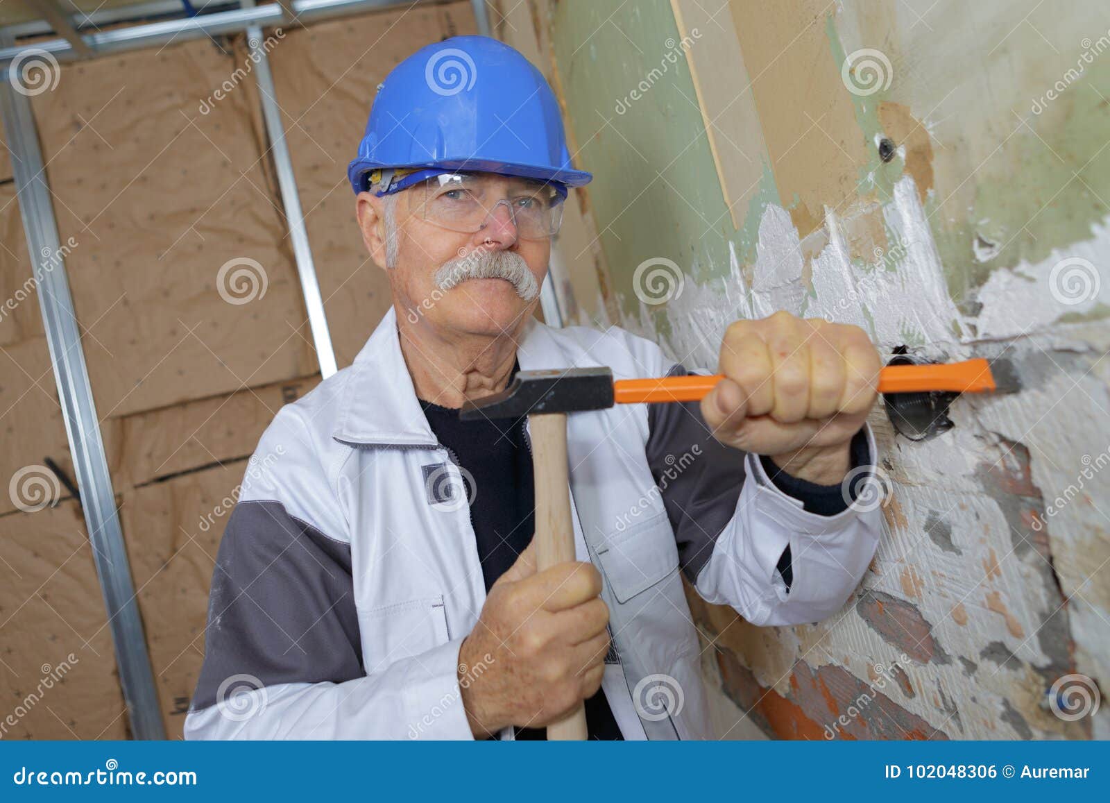 Old Man with Chisel and Hammer Stock Photo - Image of hammer, gravel ...