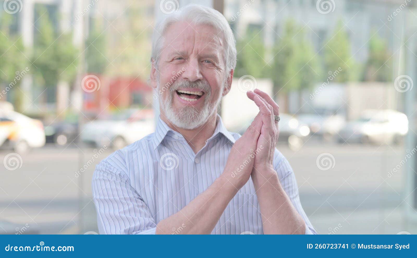Old Man Clapping in Appreciation Outdoor Stock Image - Image of ...
