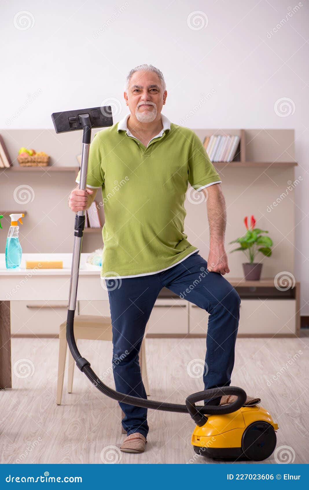 Old man cleaning the house stock photo. Image of routine - 227023606