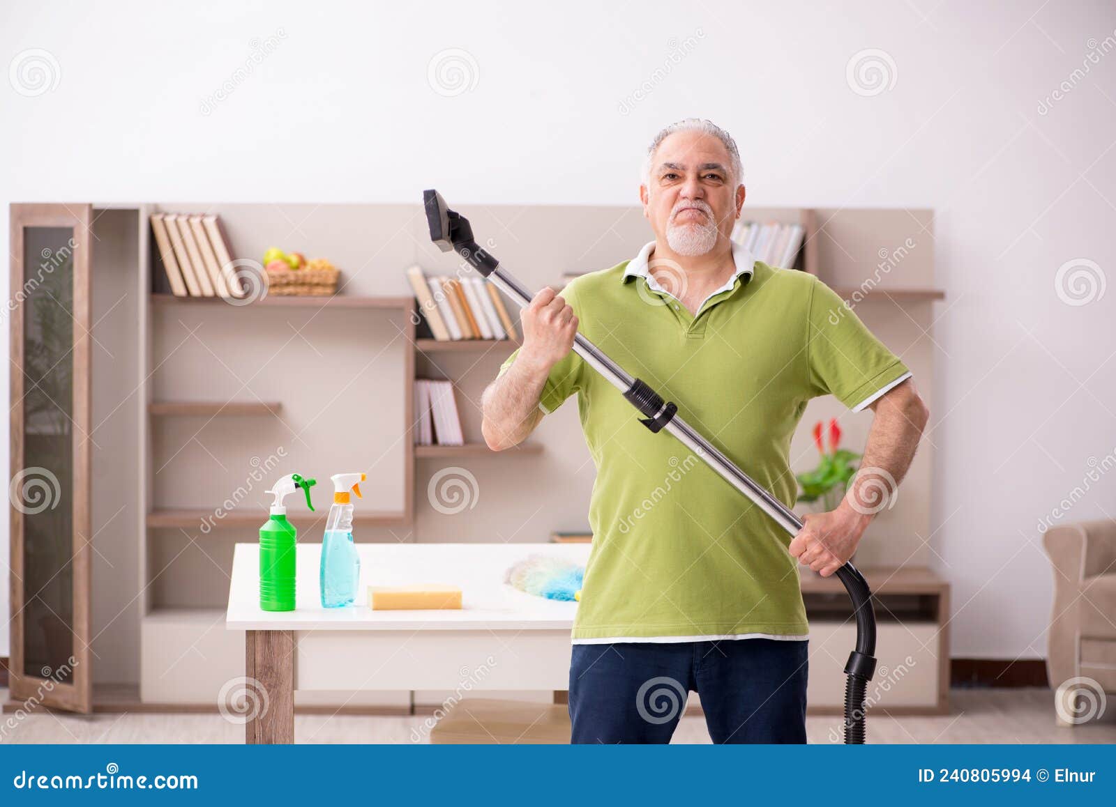 Old man cleaning the house stock photo. Image of ready - 240805994