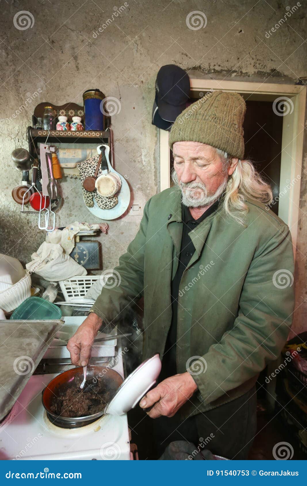 Old man cooking stock image. Image of hair, stove, vertical - 91540753