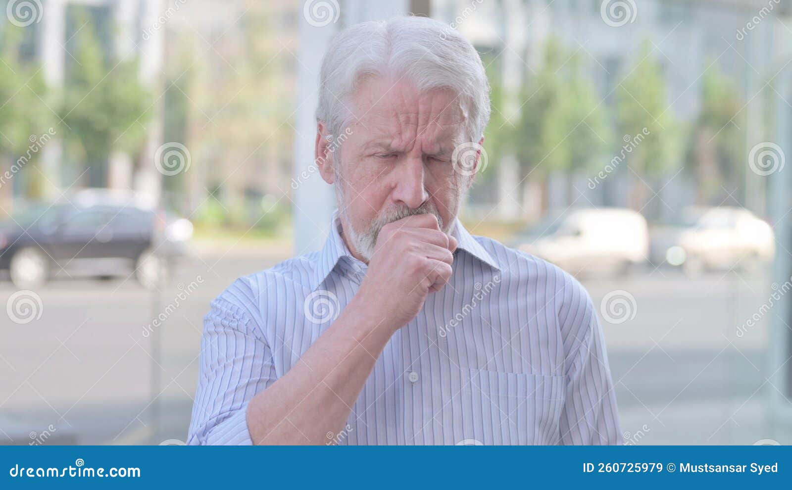 Old Man Coughing while Standing Outdoor Stock Image - Image of throat ...
