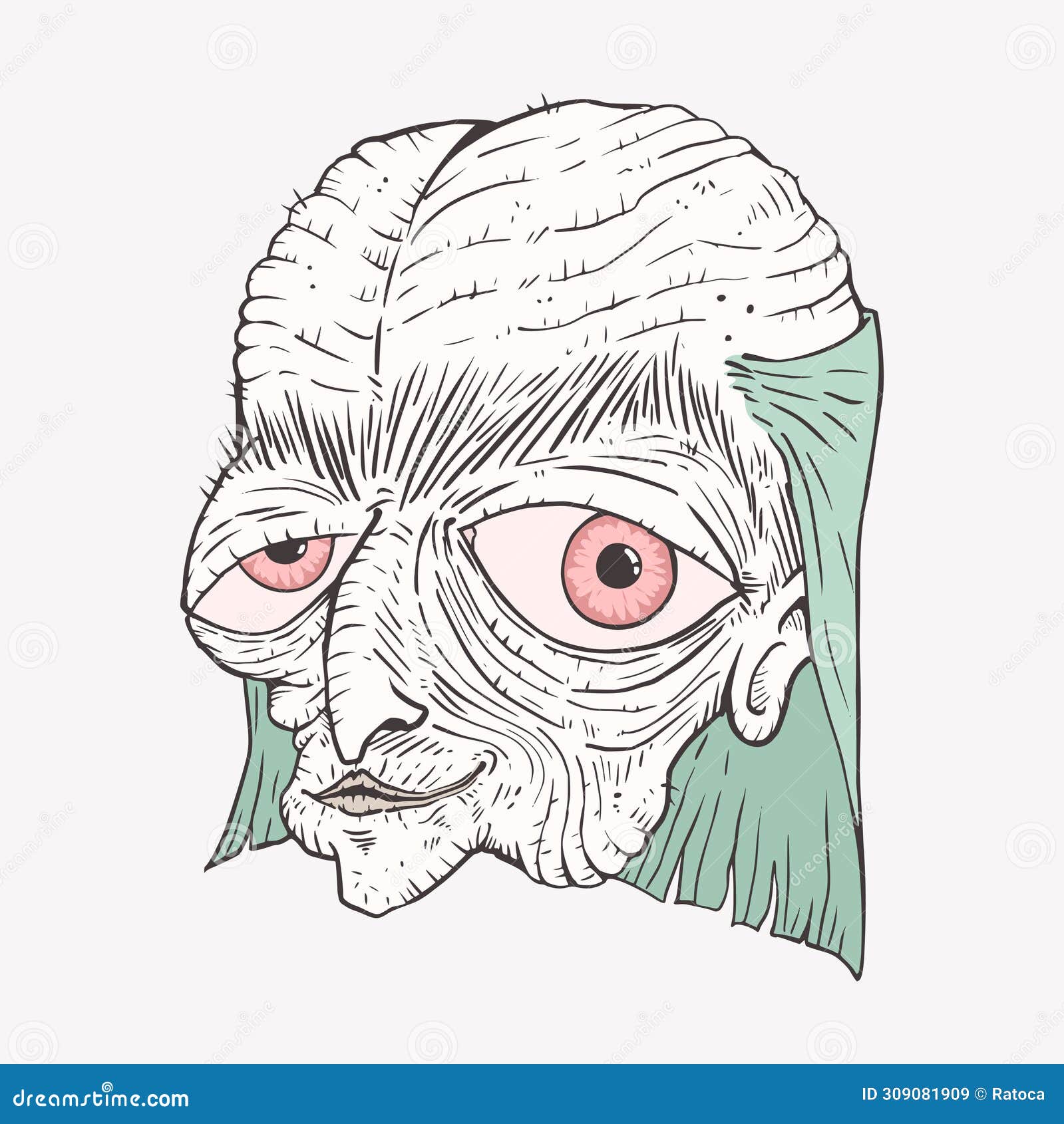 Old man creepy face stock vector. Illustration of comic - 309081909