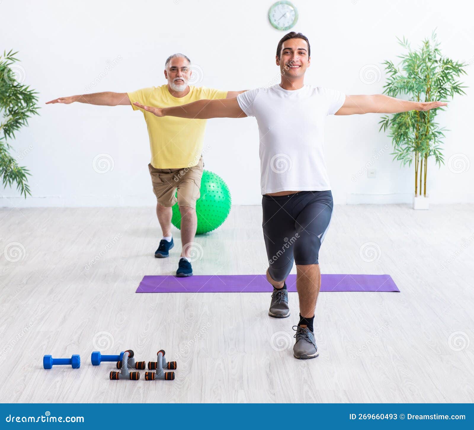 Old Man Doing Exercises Indoors Stock Image - Image of diet, keeping ...