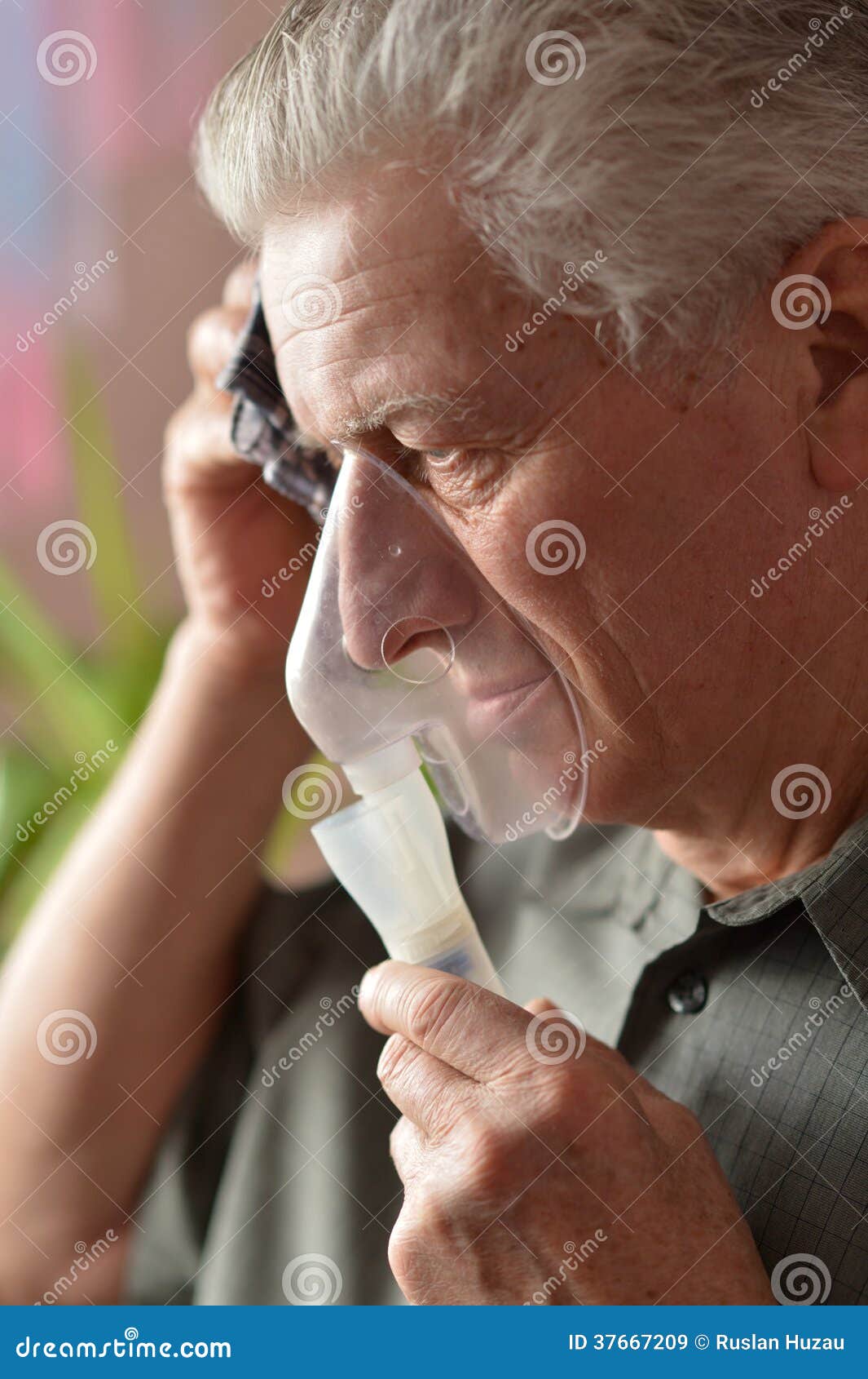 Old man doing inhalation stock image. Image of inhaler - 37667209