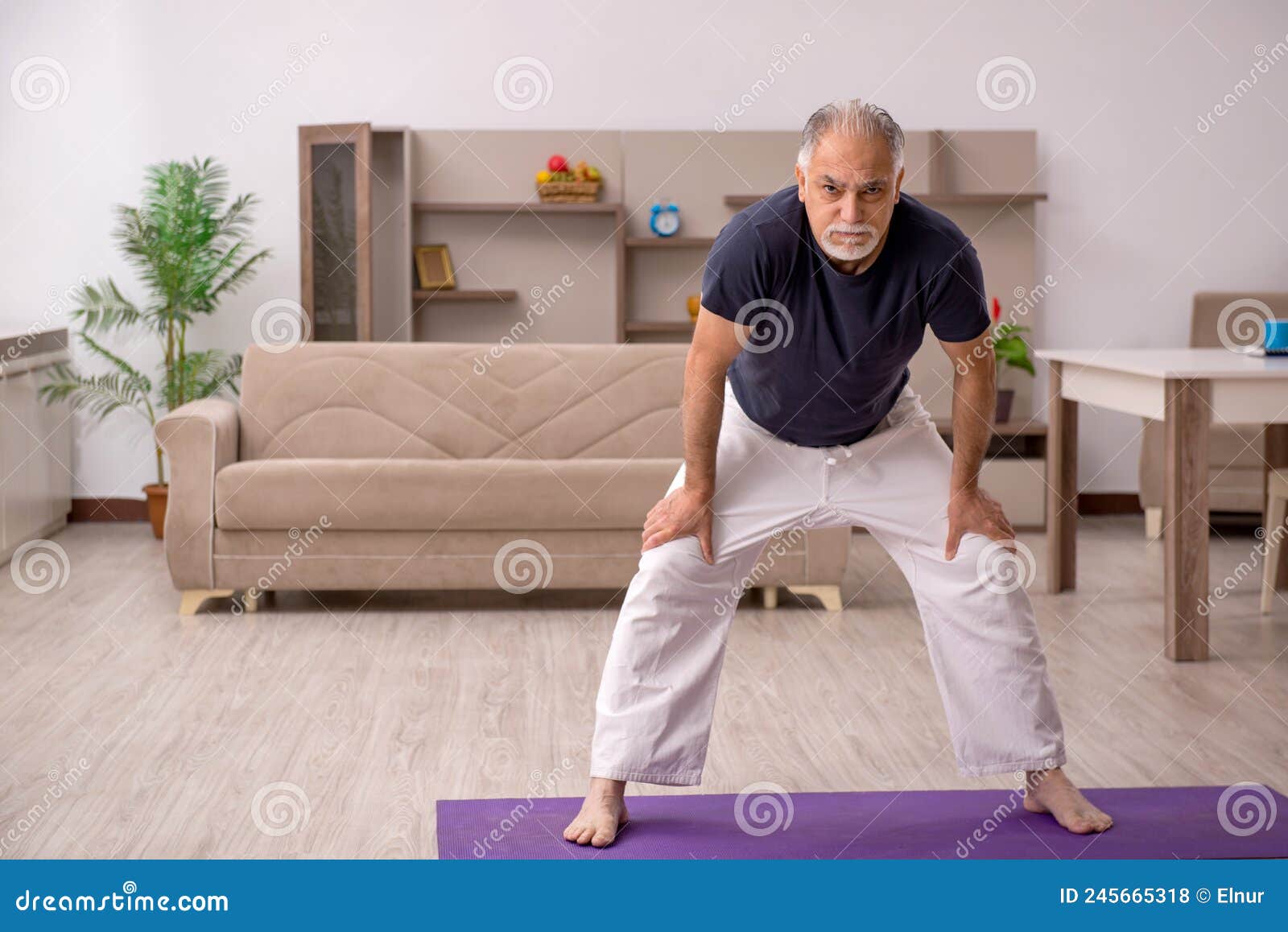 Old Man Doing Sport Exercises at Home Stock Photo - Image of workout ...