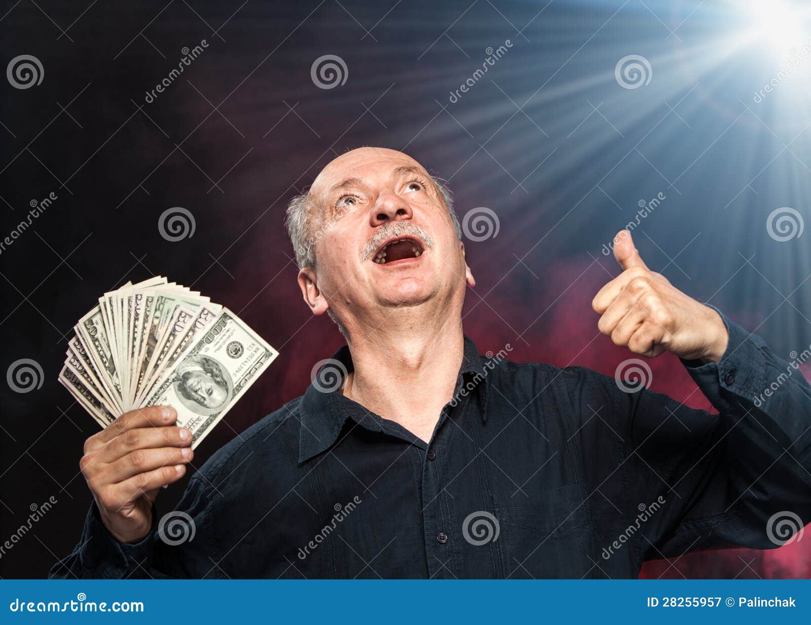 Old man with dollar bills stock image. Image of hands - 28255957