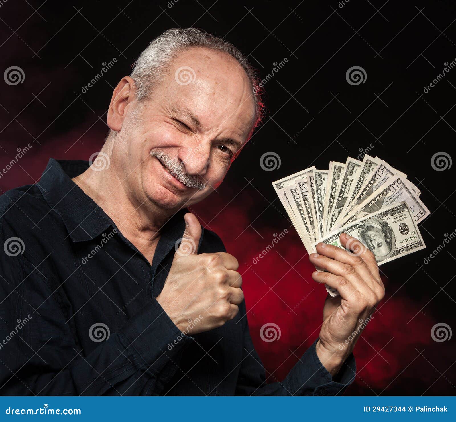 Old man with dollar bills stock photo. Image of dollar - 29427344