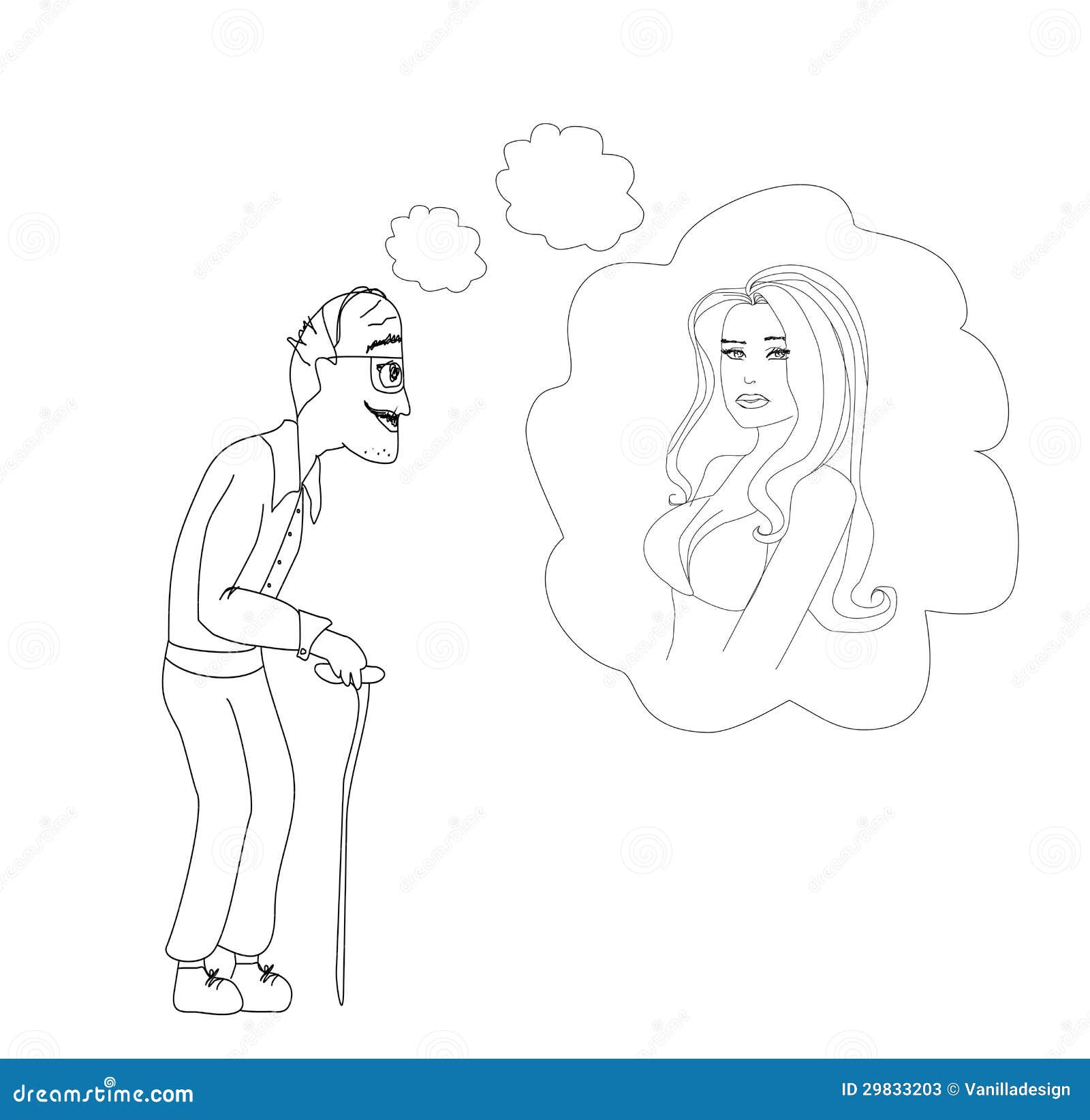 Old man dreams stock illustration. Illustration of older - 29833203