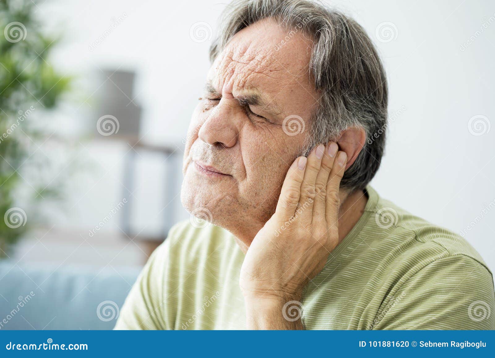 Old man with ear pain stock photo. Image of injury, elderly - 101881620