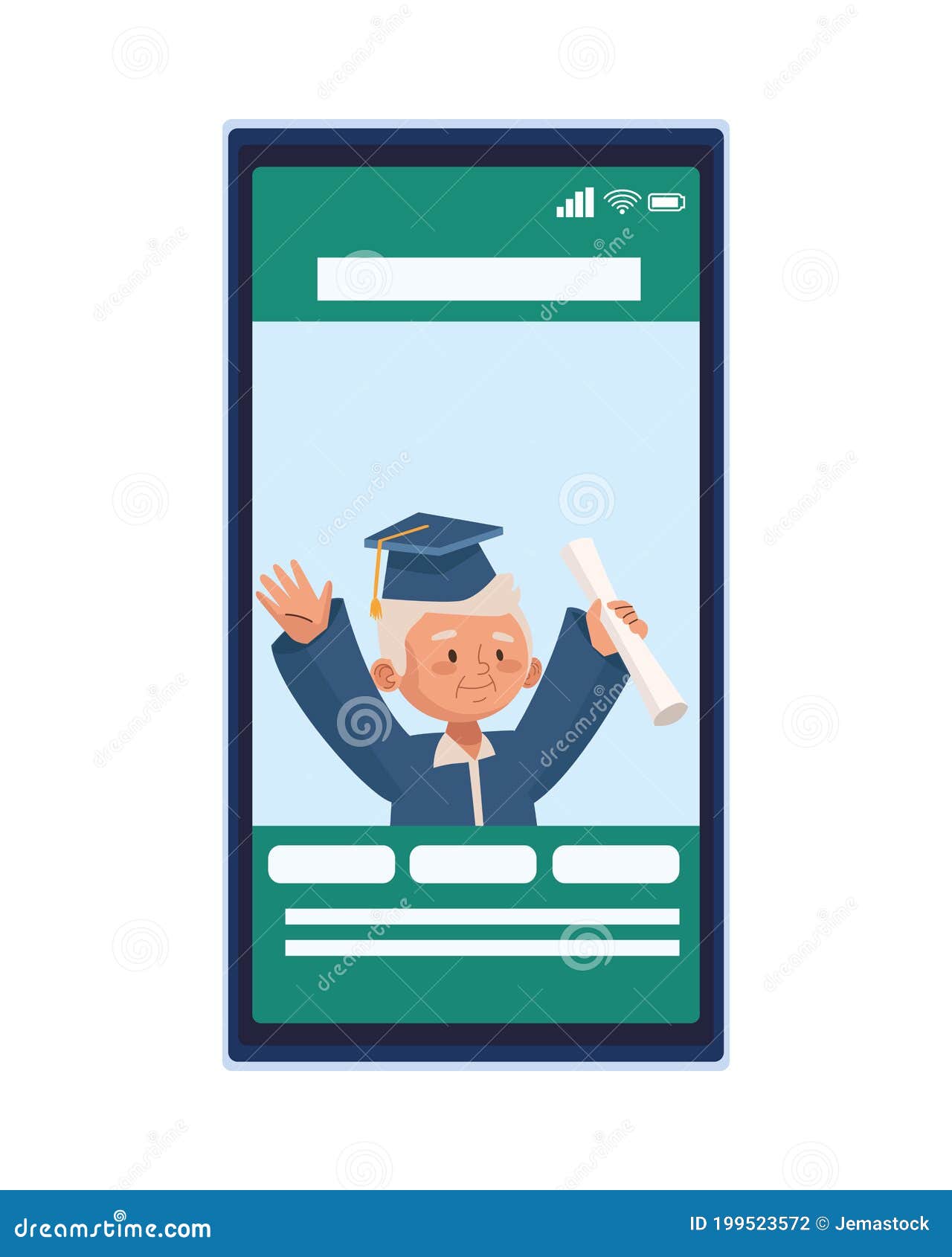 Old Man Eldery With Graduation Uniform Character Vector Illustration ...