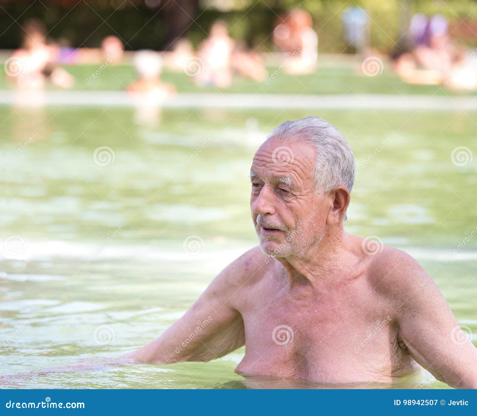 Old Man Resting In Pool Stock Image Image Of Health 98942507