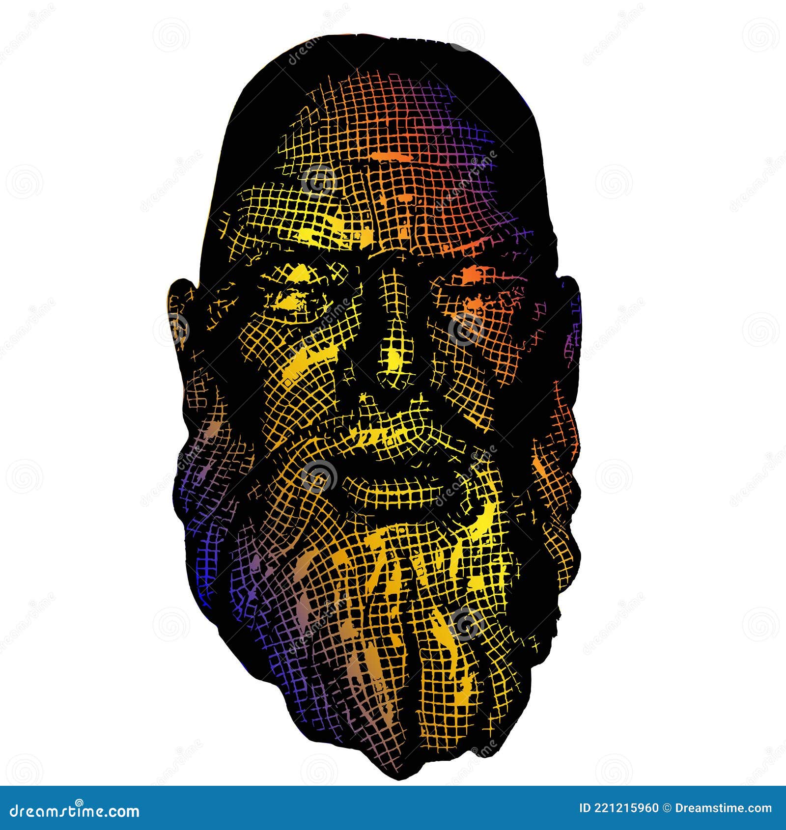 Old Man Face Portrait. 3d Greed Wireframe Head Vector Illustration ...