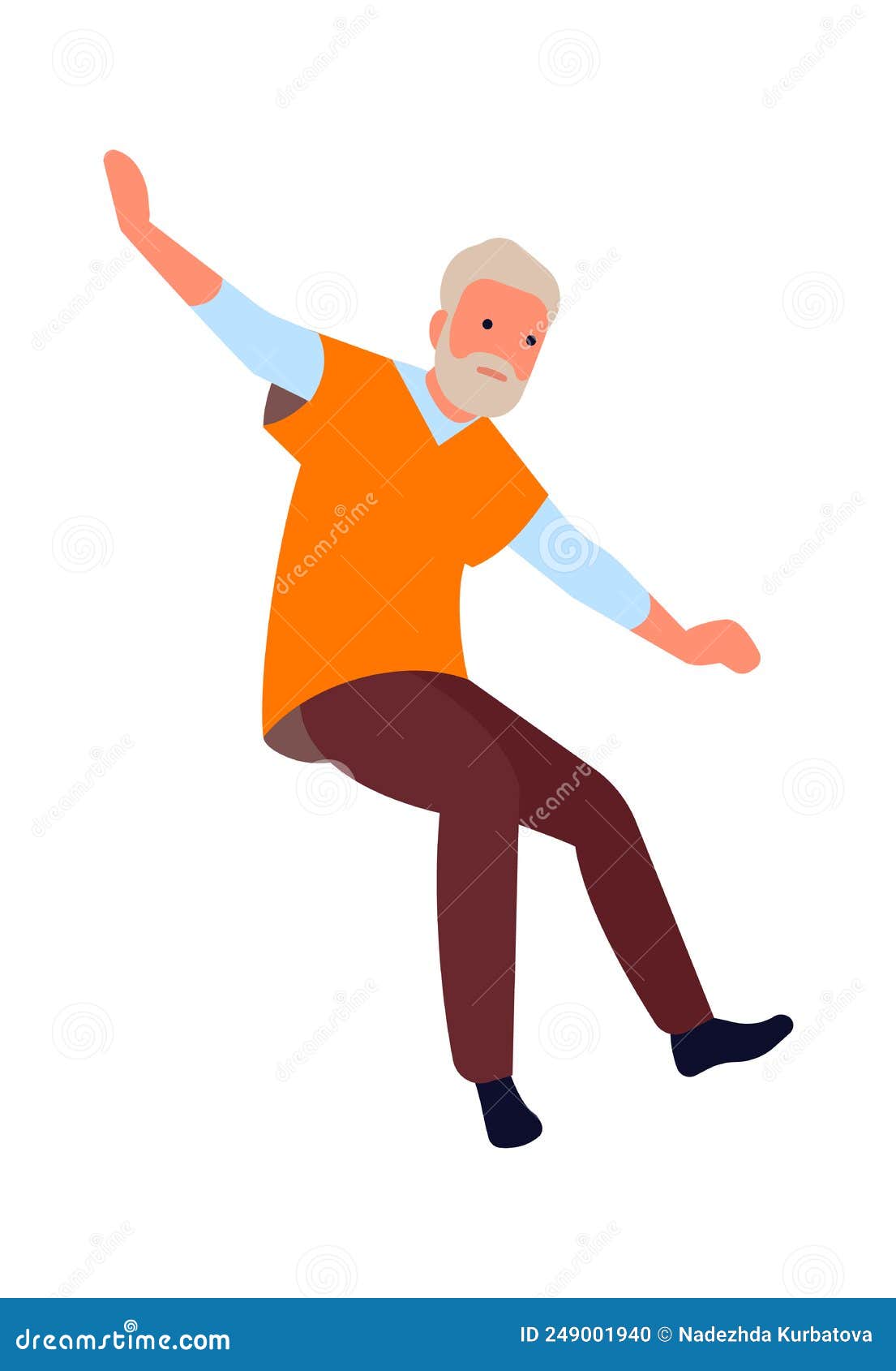 Old Man Falling Back. Senior Slip and Fall Down Stock Vector ...