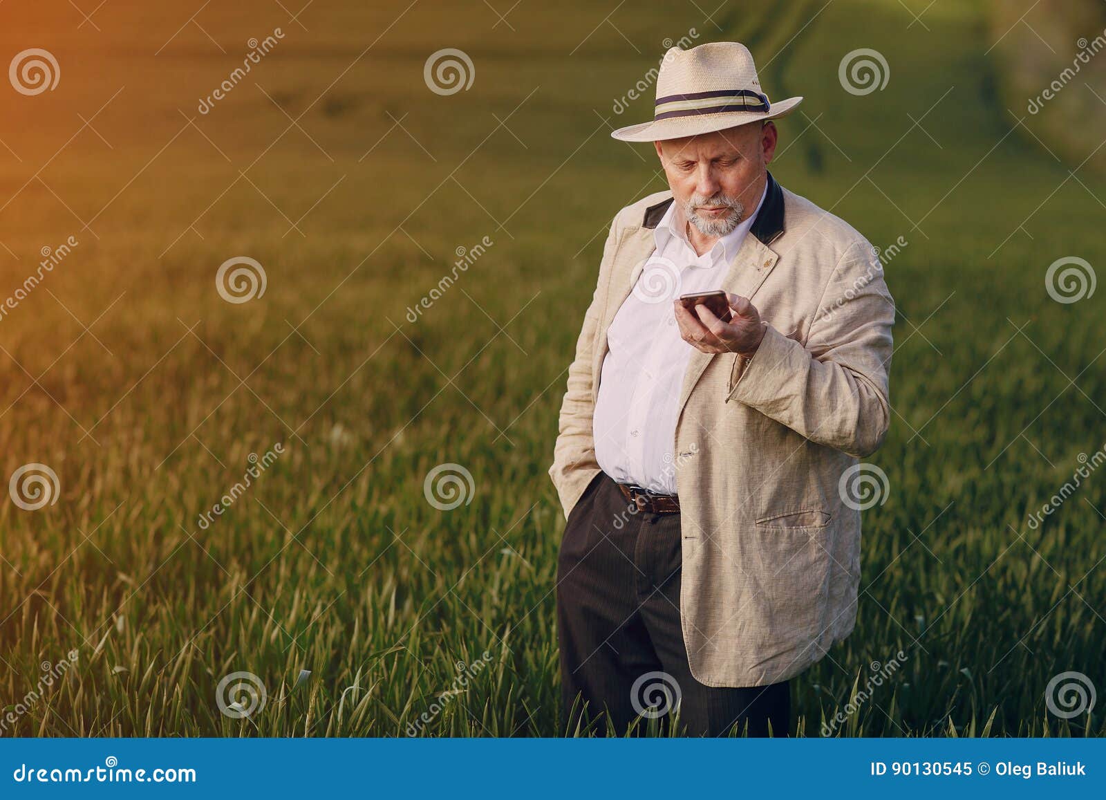 Old man in field stock image. Image of laughing, background - 90130545