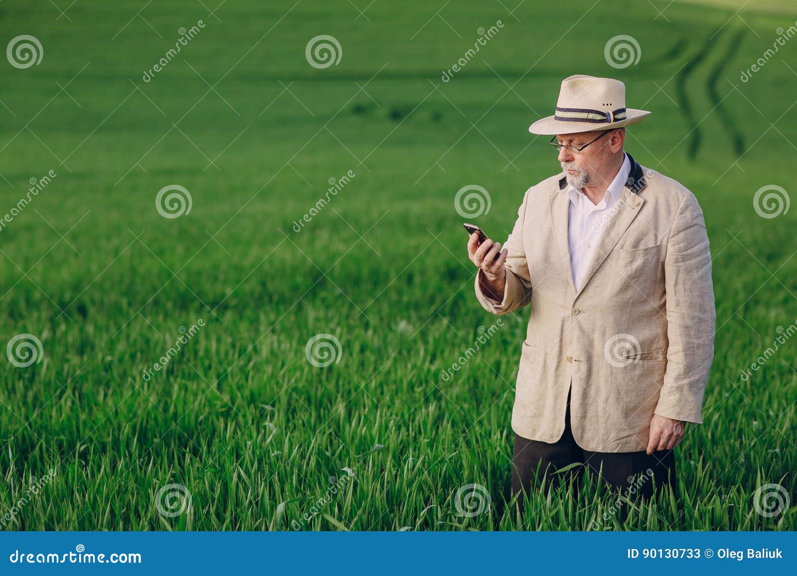 Old man in field stock image. Image of field, caucasian - 90130733