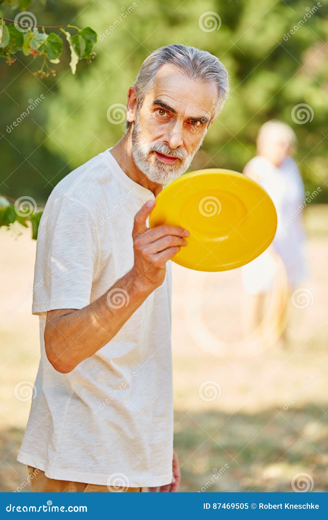 Old Man with a Frisbee Disc Stock Image - Image of vacation, seniors ...