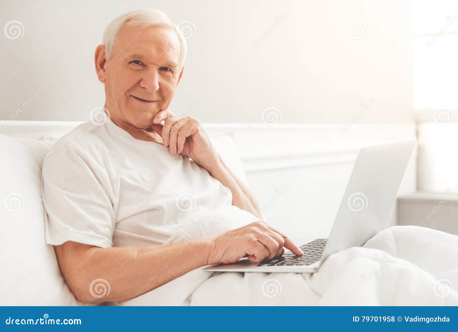 Old man with gadget stock photo. Image of people, businessman - 79701958