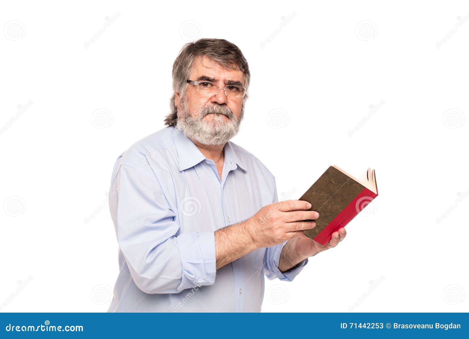 Old Man with Glasses Reading a Book Stock Image - Image of handsome ...