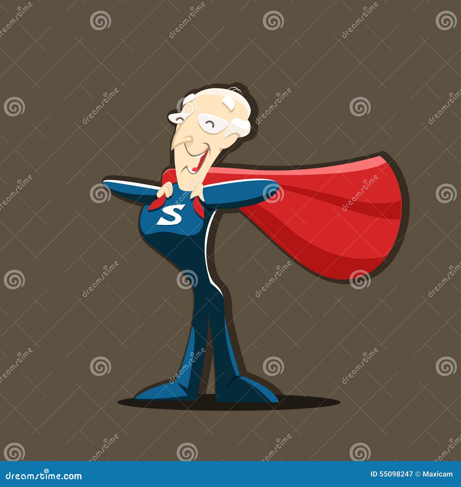 Grandfather Superhero. Super Grandpa Fly. Superpowers Old Man. Cartoon ...