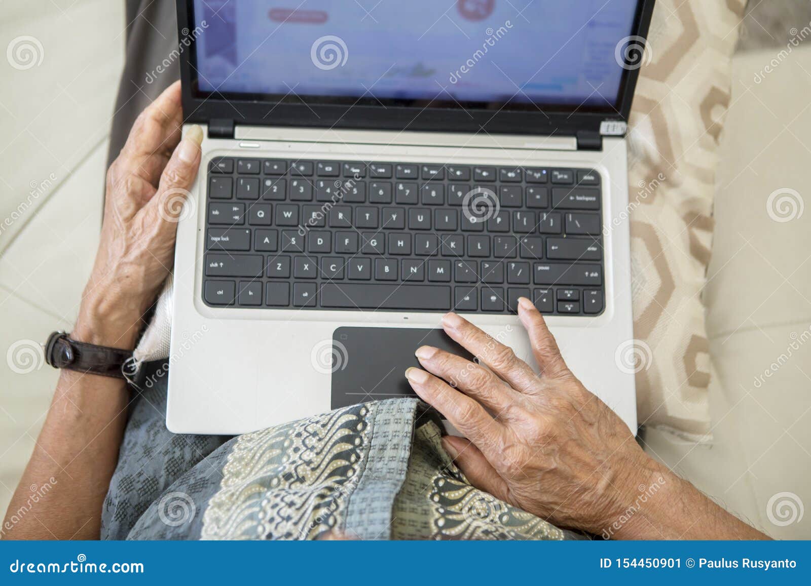 Old Man Hands Typing on the Laptop Stock Image - Image of business ...