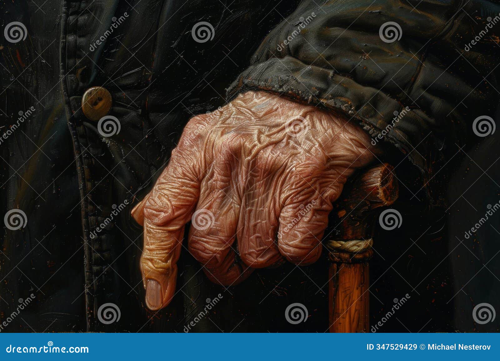 Old Man Hands on Walking Stick Stock Image - Image of health, person ...