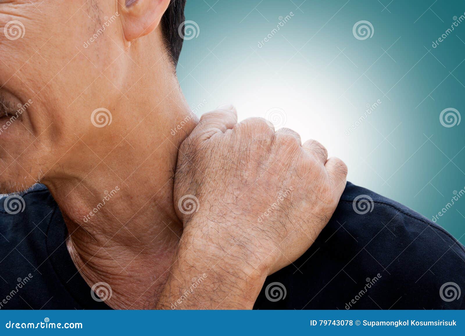 The Old Man Has Pain in Neck Stock Photo - Image of male, massage: 79743078