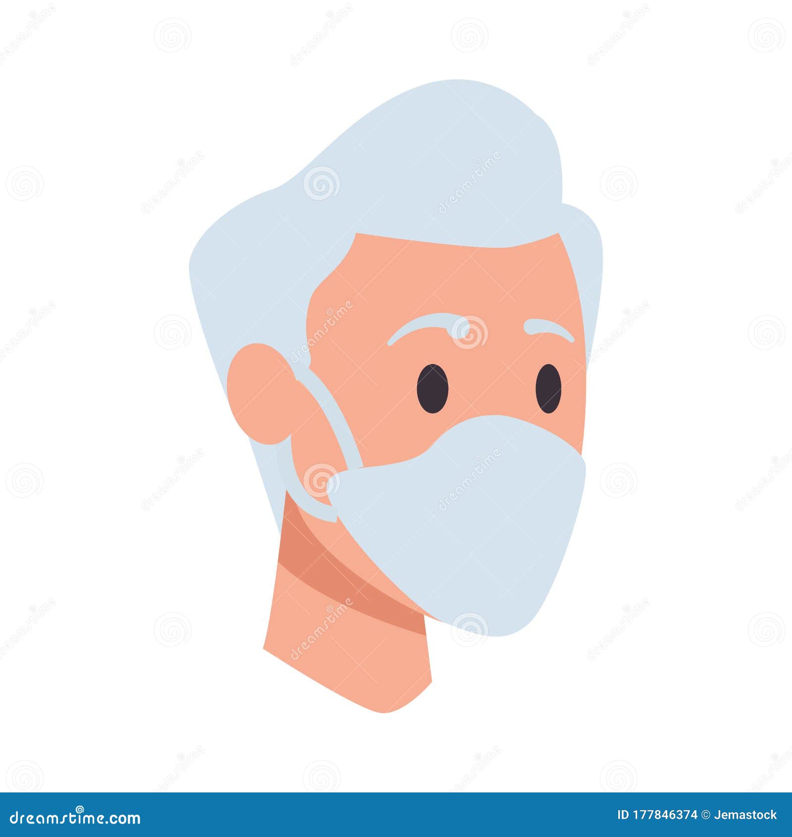 Old Man Head with Face Mask Stock Vector - Illustration of grandfather ...