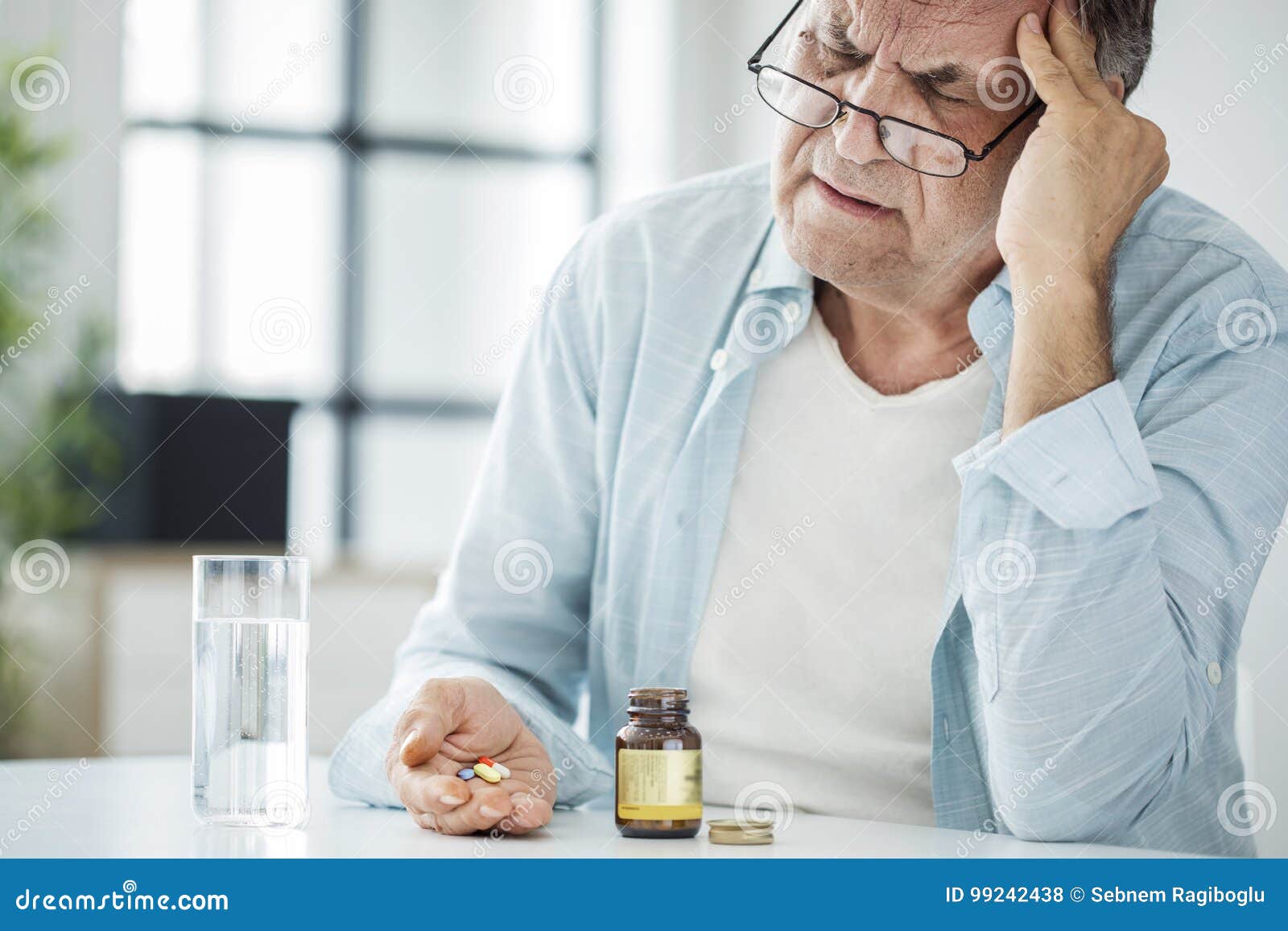 Old man with headache stock photo. Image of health, pain - 99242438