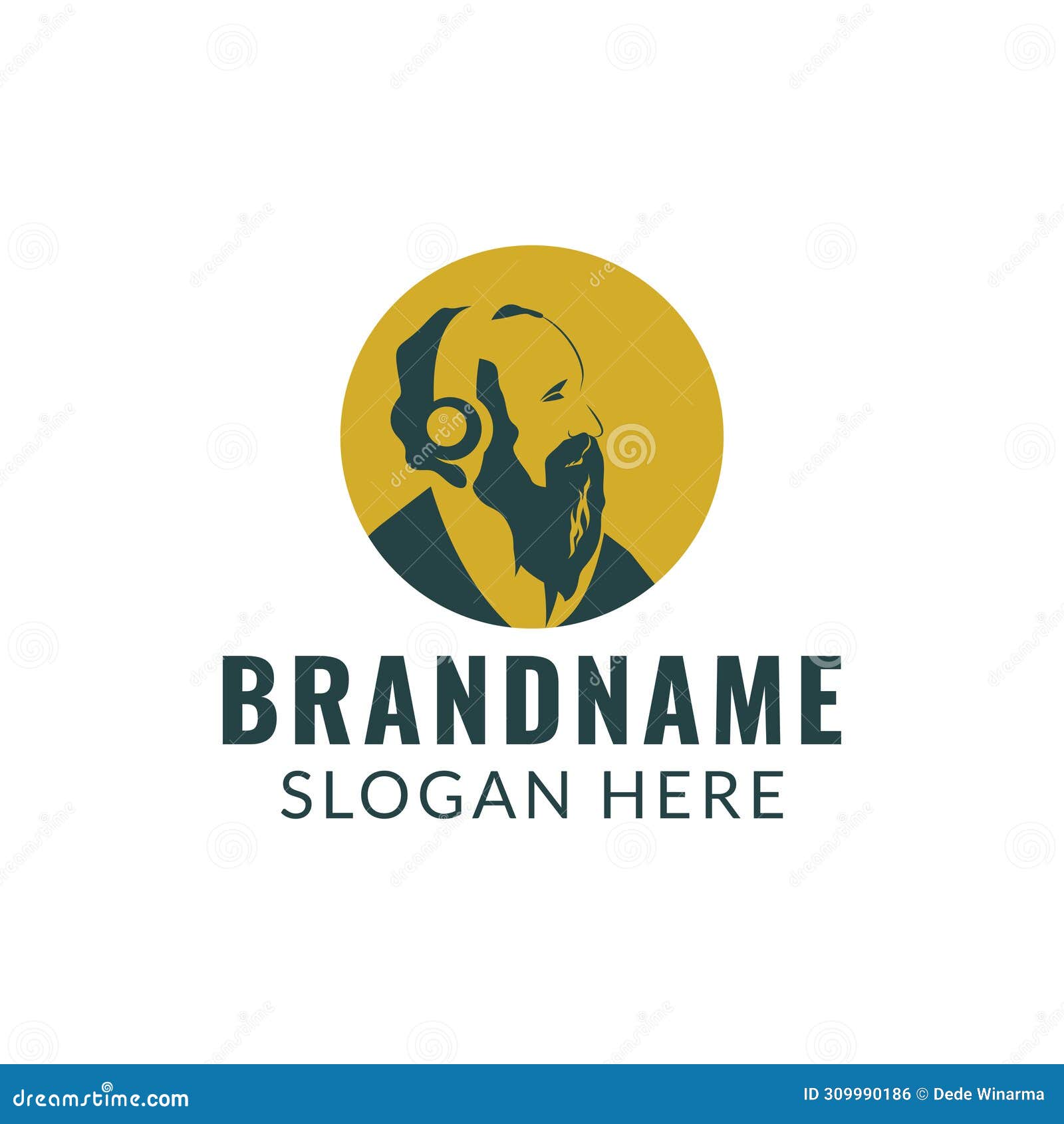 Old Man with Headphone Logo Design Vector Illustration Stock Vector ...