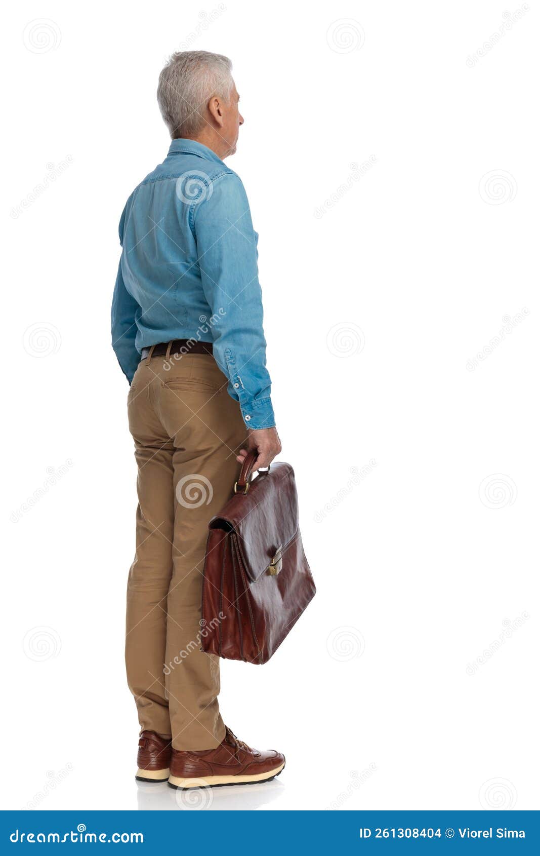 Old Man in His 60s Holding Suitcase and Looking Away Stock Photo ...