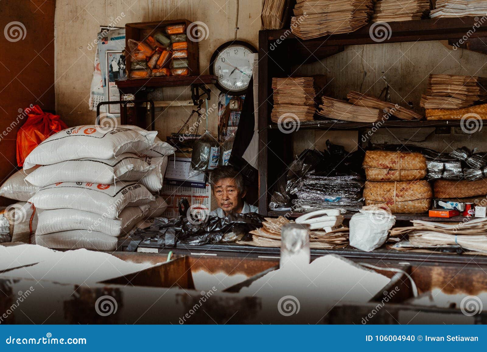 Old man on his old Shop editorial image. Image of java - 106004940