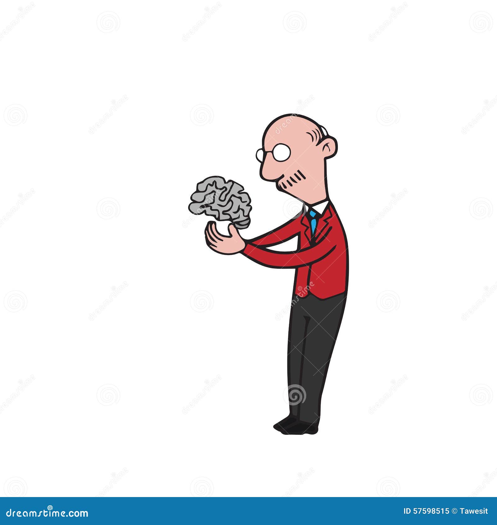Old man holding brain stock vector. Illustration of manager - 57598515