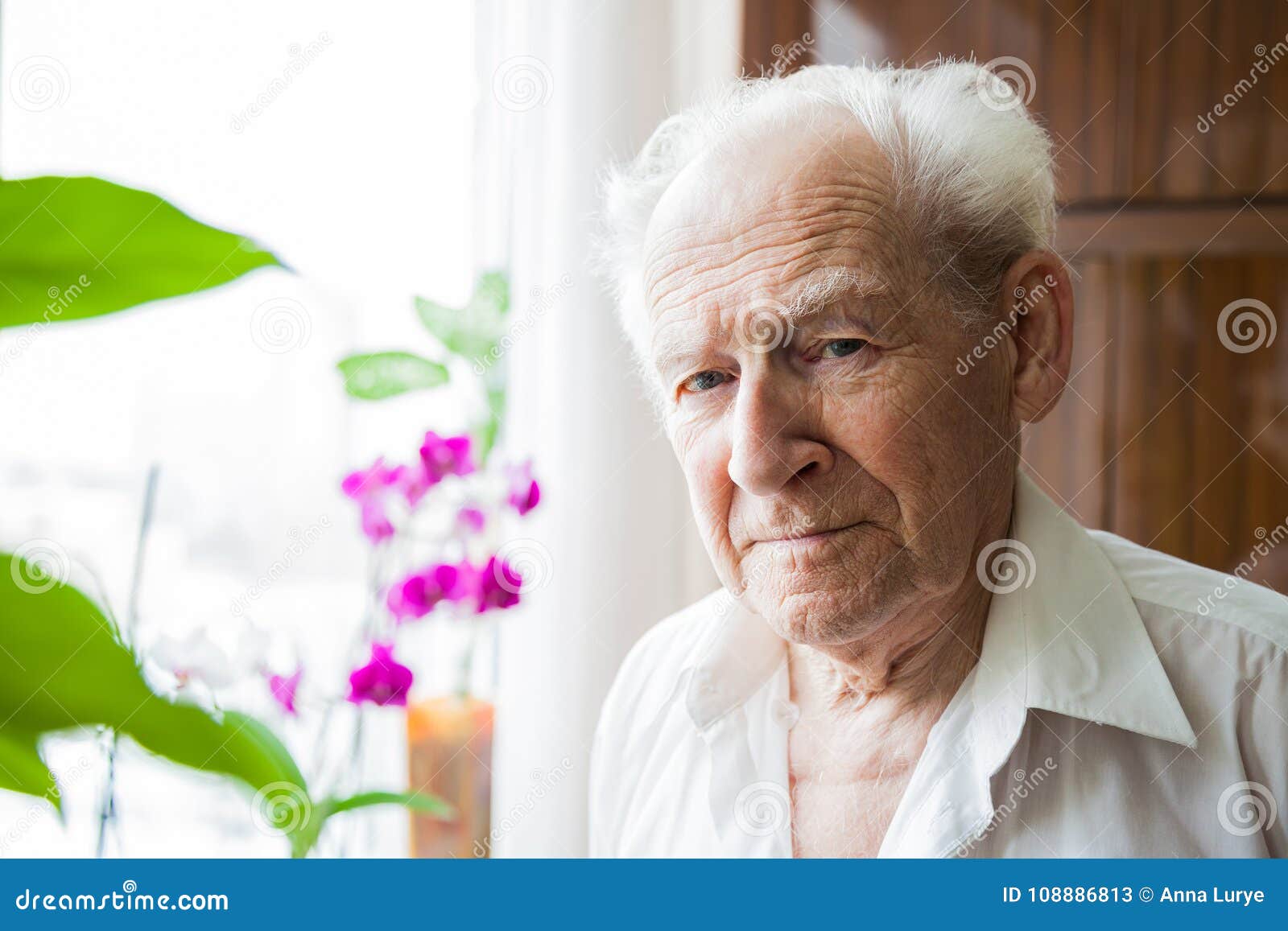 Old man at home stock image. Image of eyes, wrinkle - 108886813