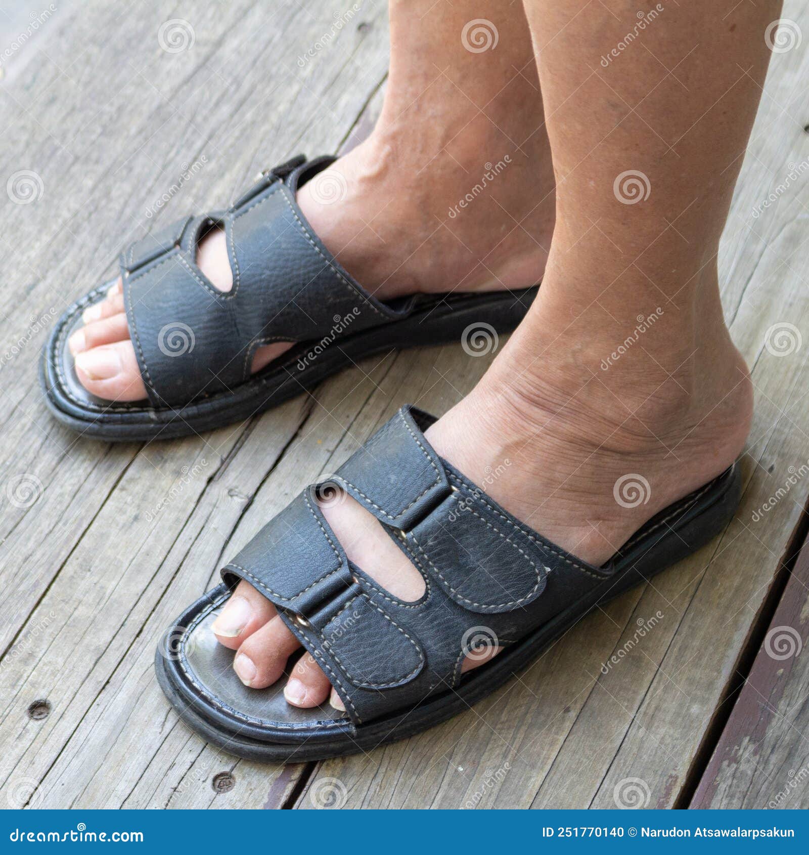 Old Man Human Floor Wood Sandals Stock Photo - Image of lonely, foot ...