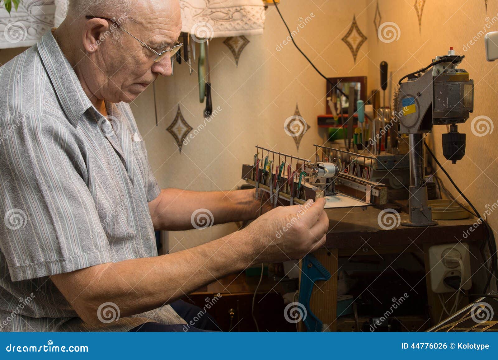 Old Man Innovating Electronic Device Stock Photo - Image of accuracy ...