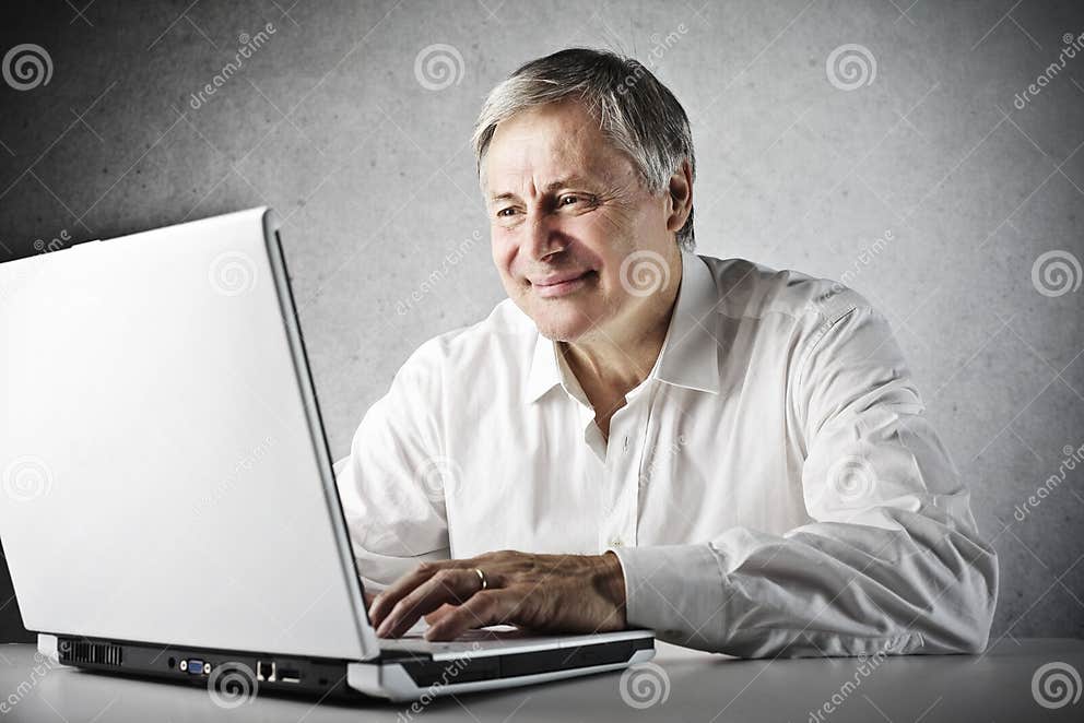 Old Man Laptop stock photo. Image of laptop, work, office - 28247720