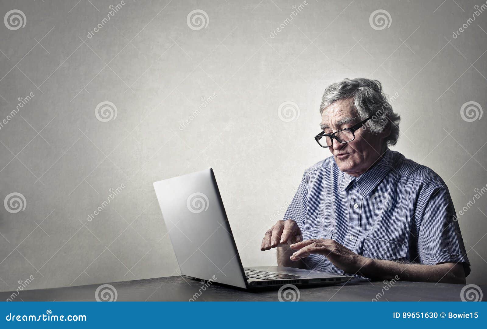Old man with a laptop stock photo. Image of communication - 89651630