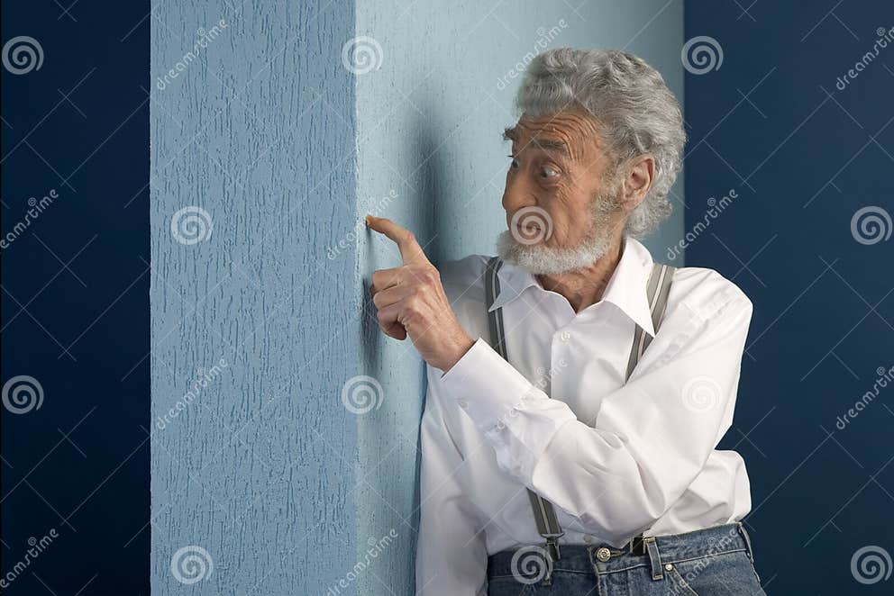 Old man leaning on a wall stock photo. Image of happy - 31803088