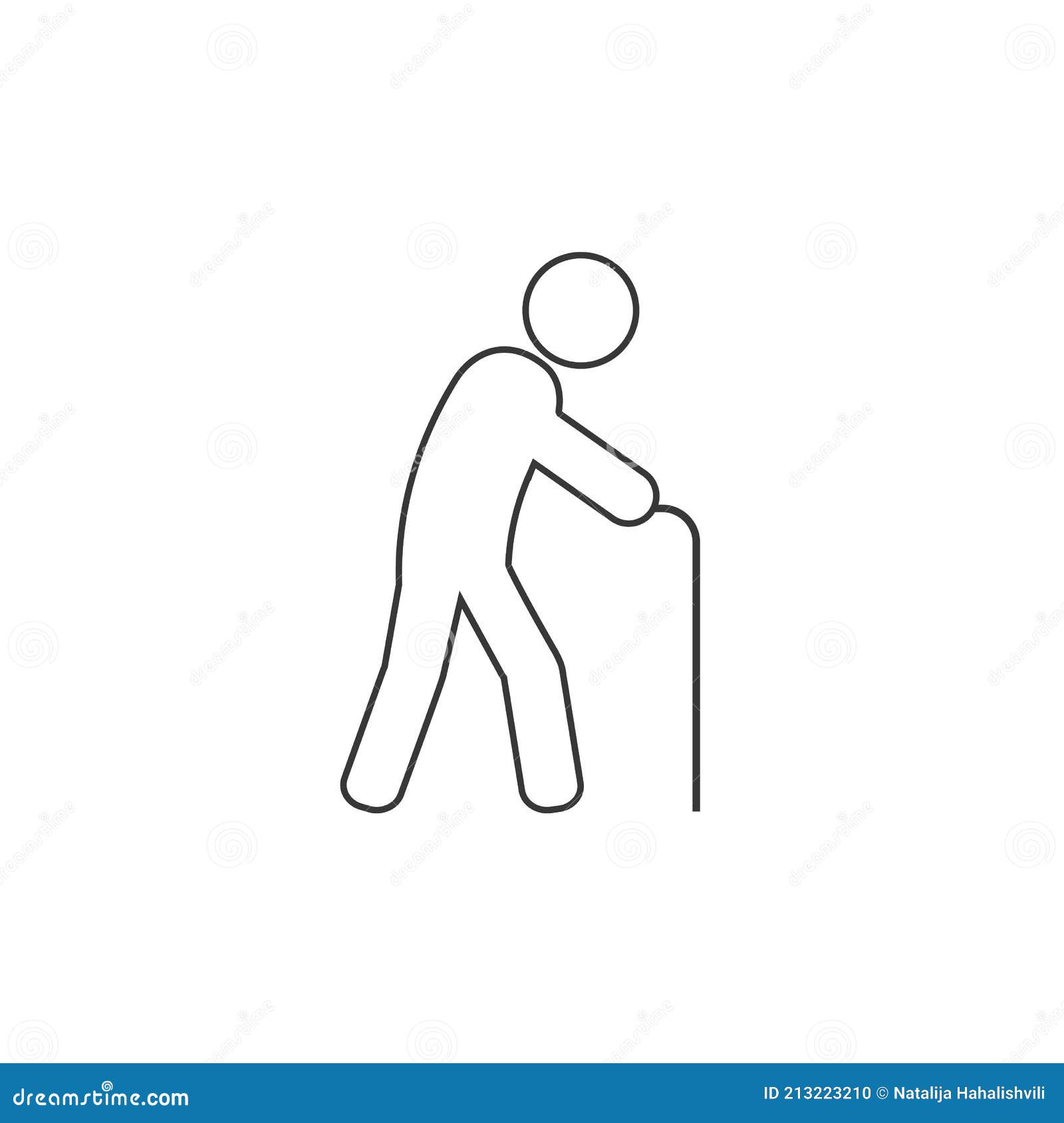 Old Man Line Icon Flat Vector Illustration Stock Vector - Illustration ...