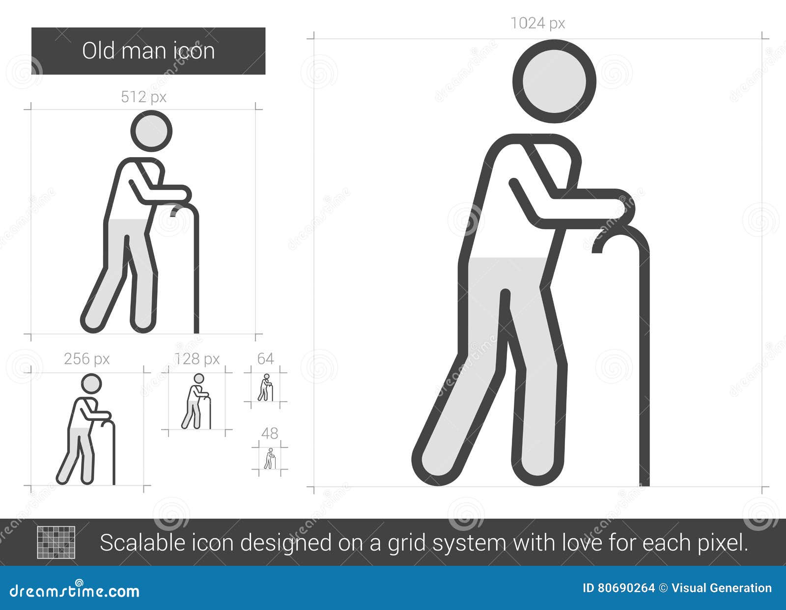 Old man line icon. stock vector. Illustration of minimal - 80690264