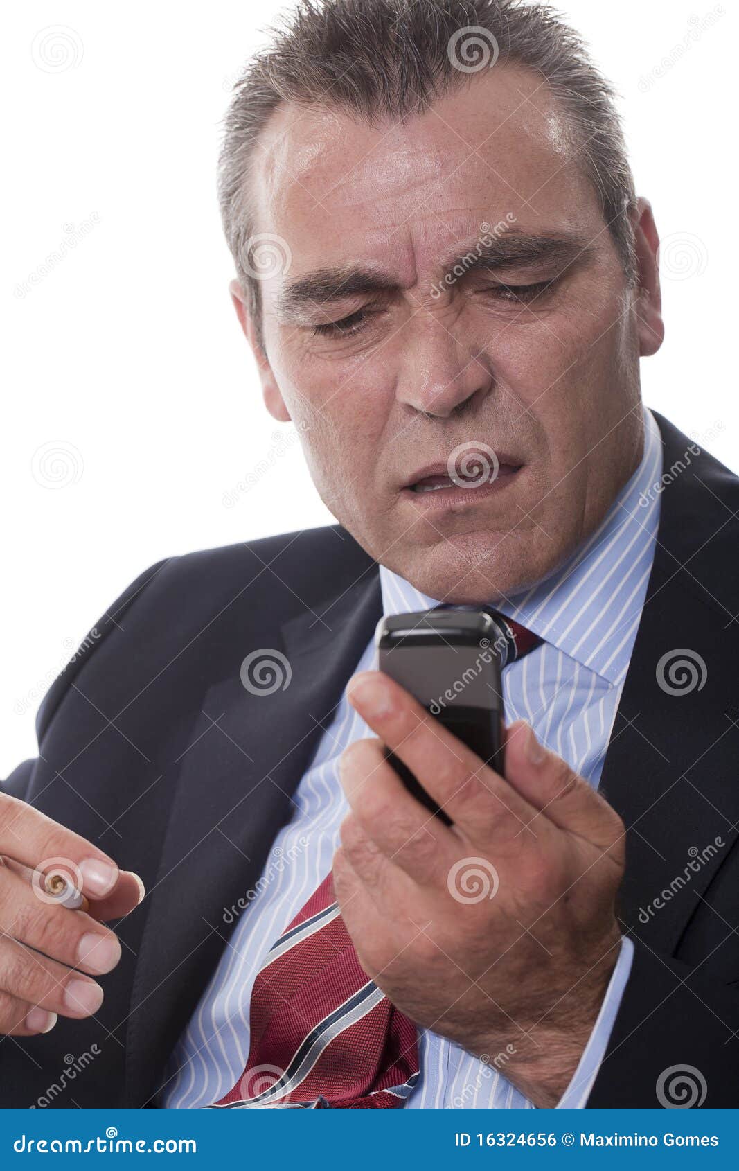 Old Man Looking at His Cell Phone Stock Photo - Image of call, business ...