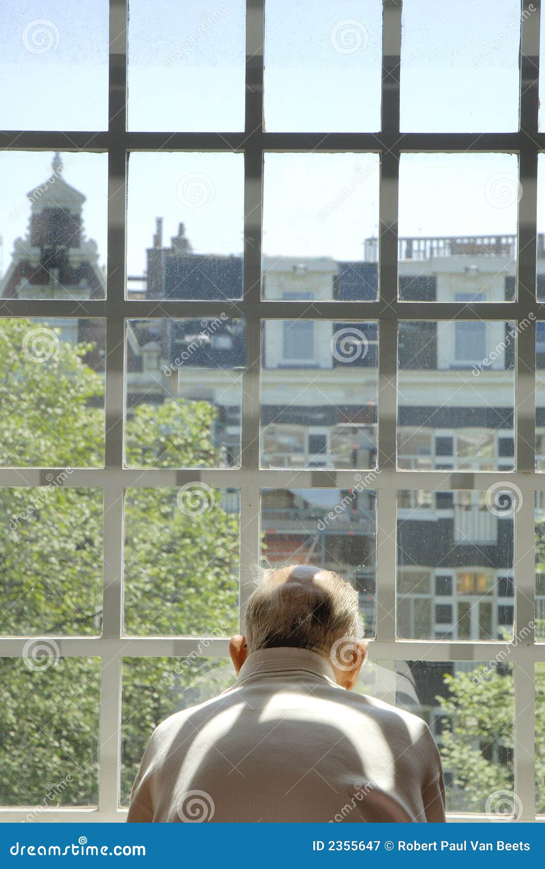 Old Man Looking through Window Stock Image - Image of pain, care: 2355647