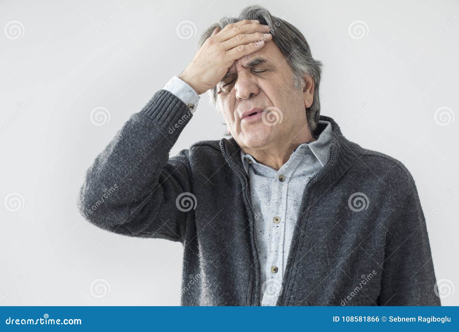 Old Man Measuring His Fever Stock Photo - Image of health, fever: 108581866