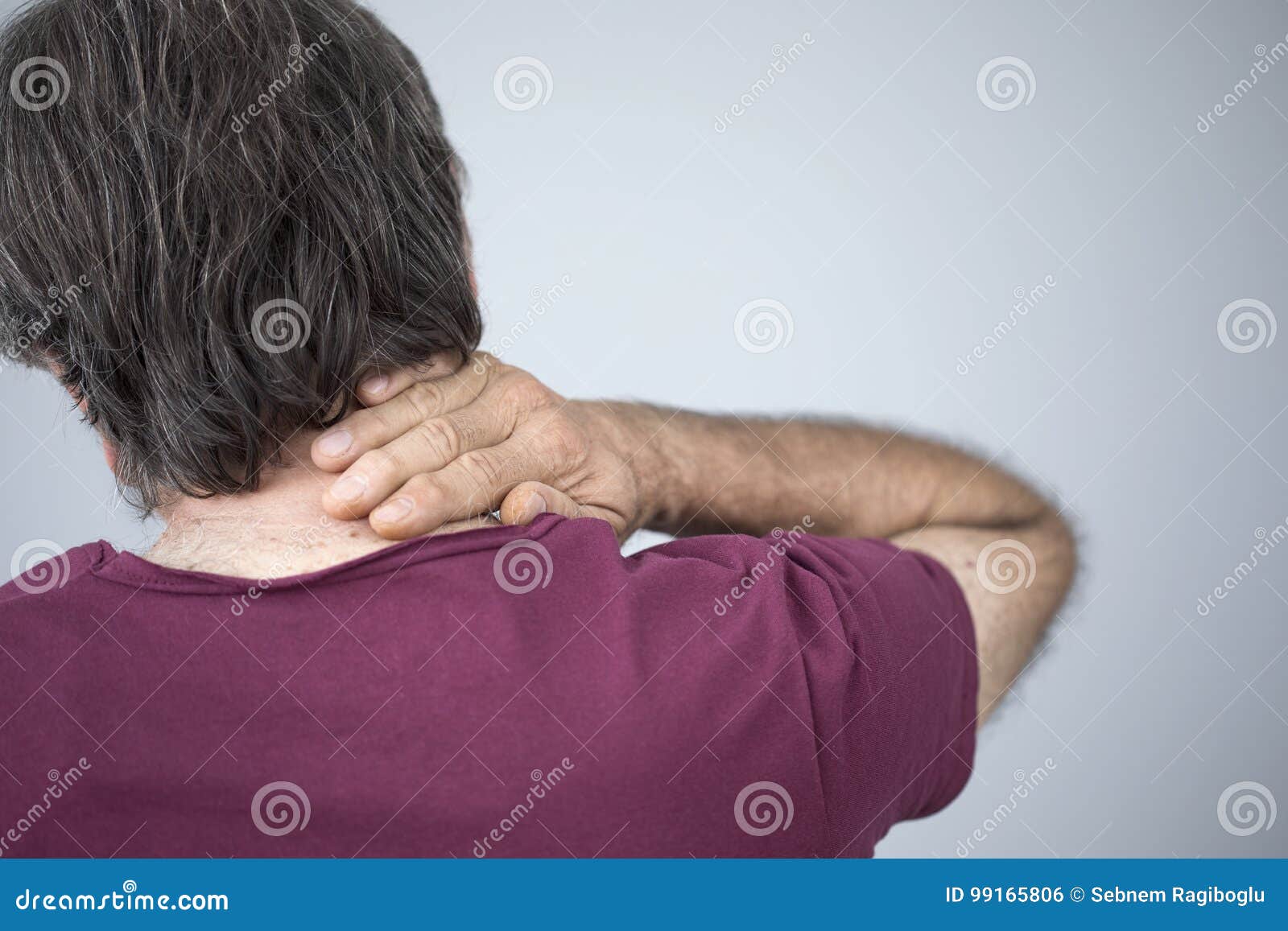 Old man with neck ache stock photo. Image of male, senior - 99165806
