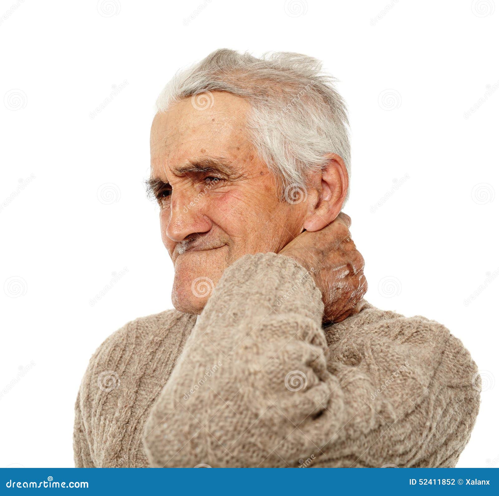 Old man with neck pain stock photo. Image of person, medical - 52411852