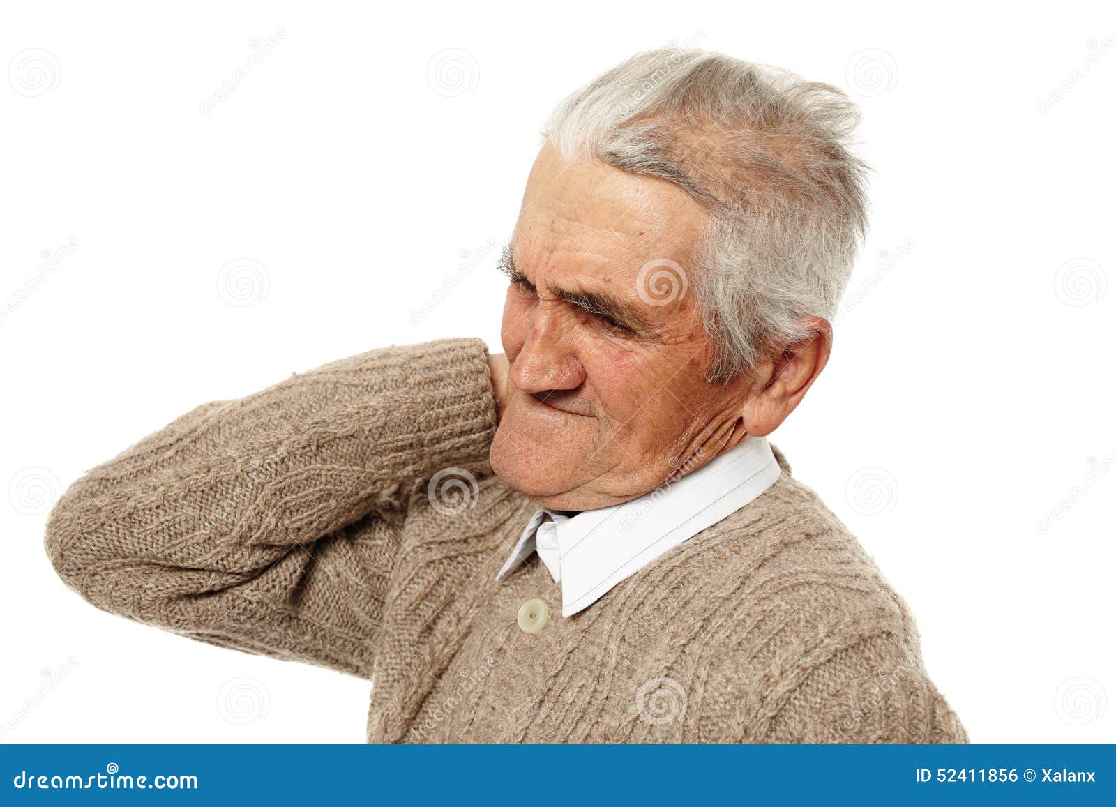 Old man with neck pain stock photo. Image of adult, massaging - 52411856